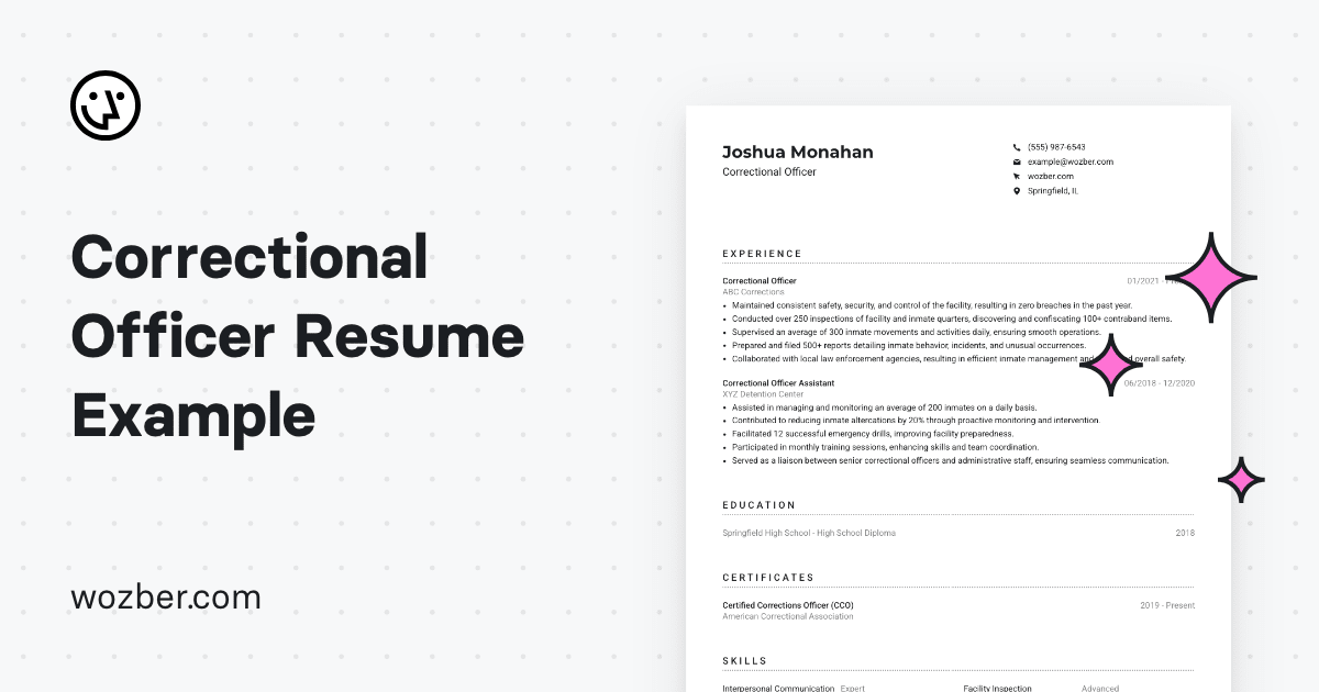 Correctional Officer Resume Example