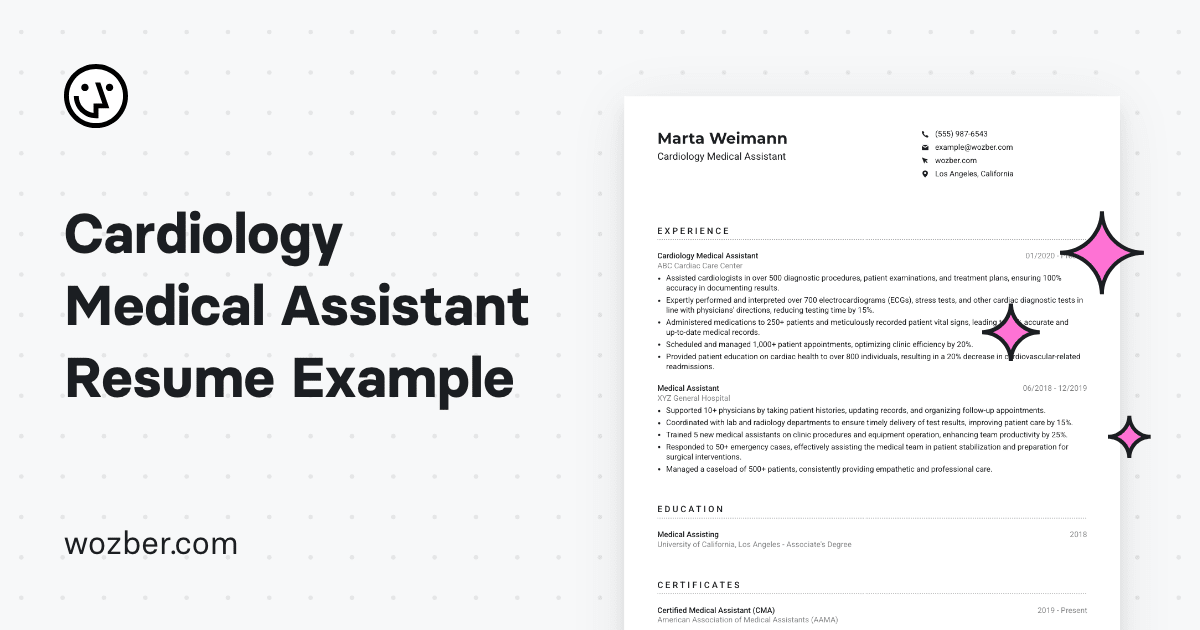 Cardiology Medical Assistant CV Example