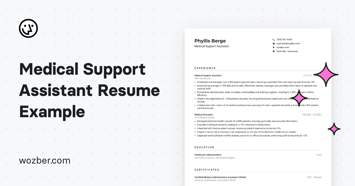 Medical Support Assistant Resume Example
