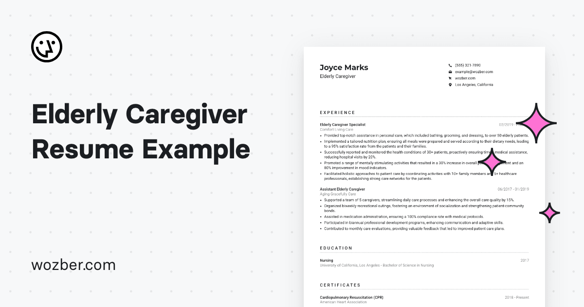 Elderly Caregiver Resume Example
