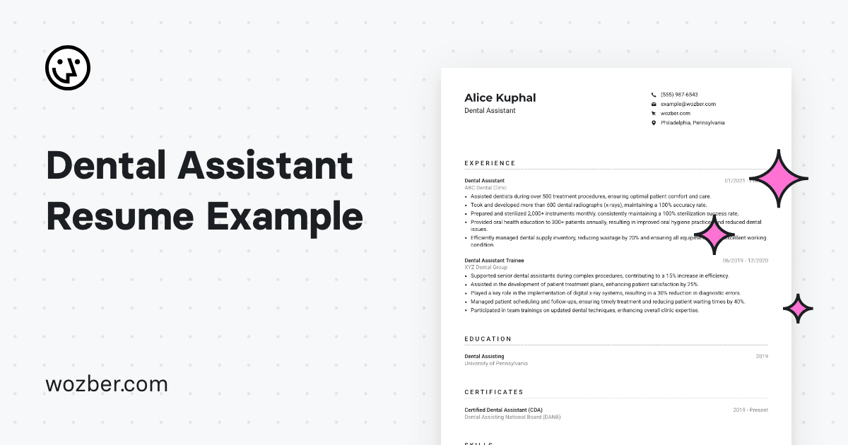Dental Assistant Resume Example