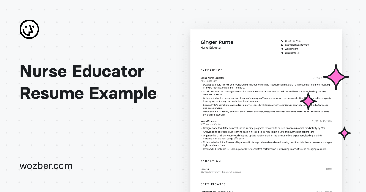 Nurse Educator Resume Example