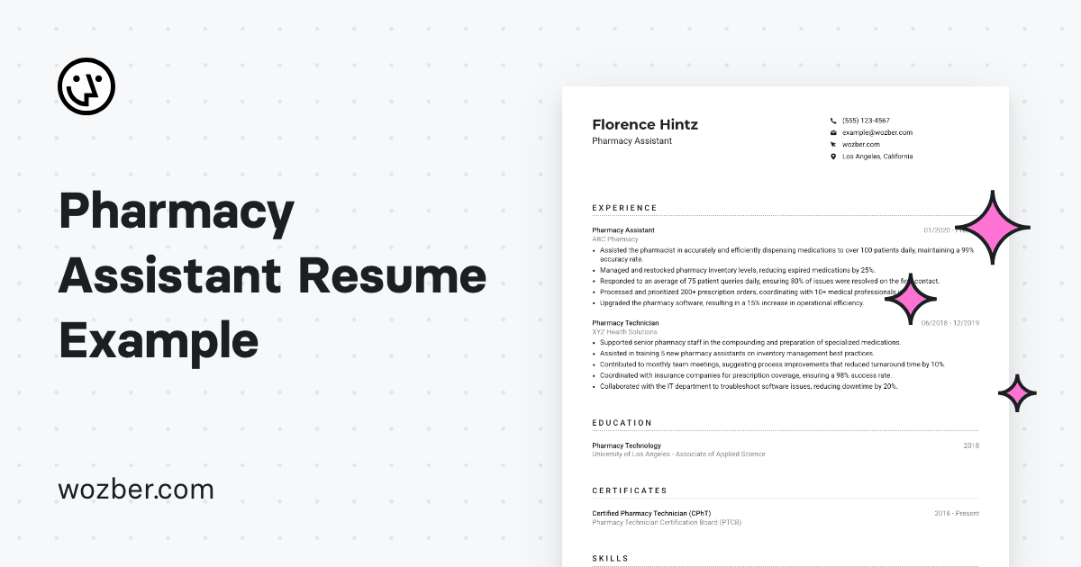 Pharmacy Assistant CV Example