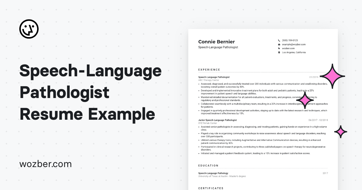 Speech-Language Pathologist CV Example Speech-Language Pathologist CV Example