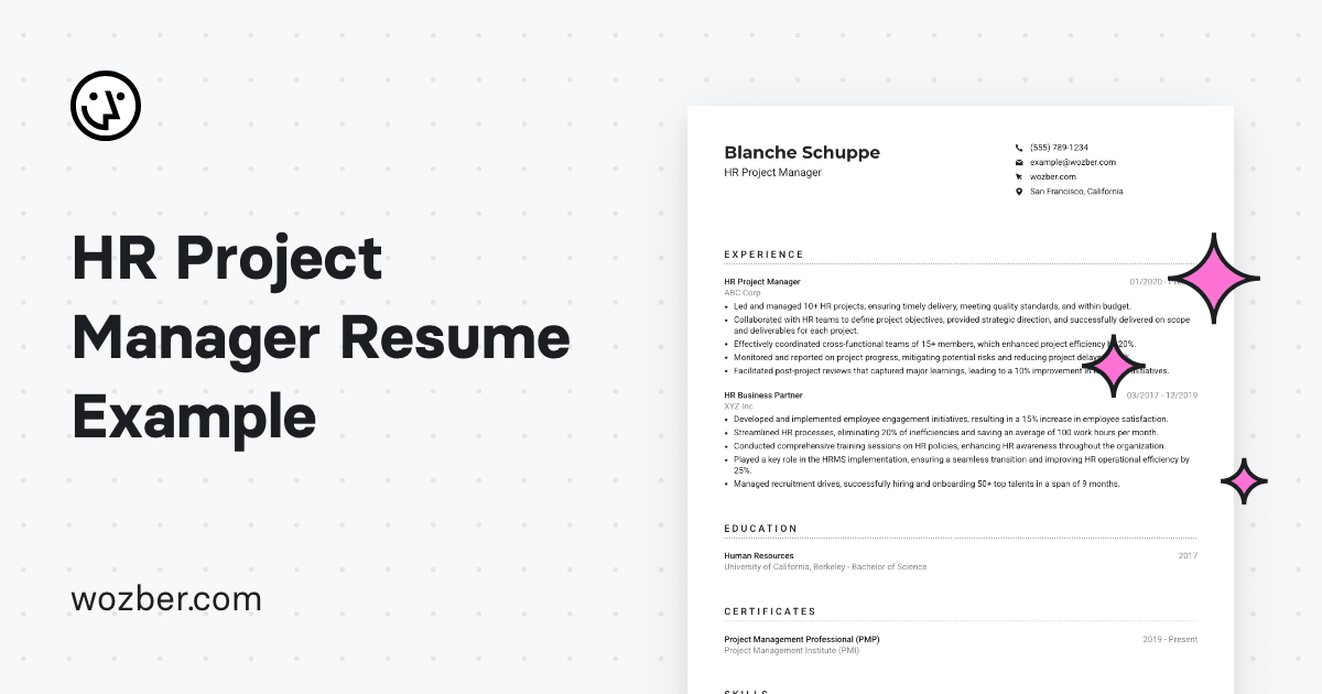 HR Project Manager CV Example