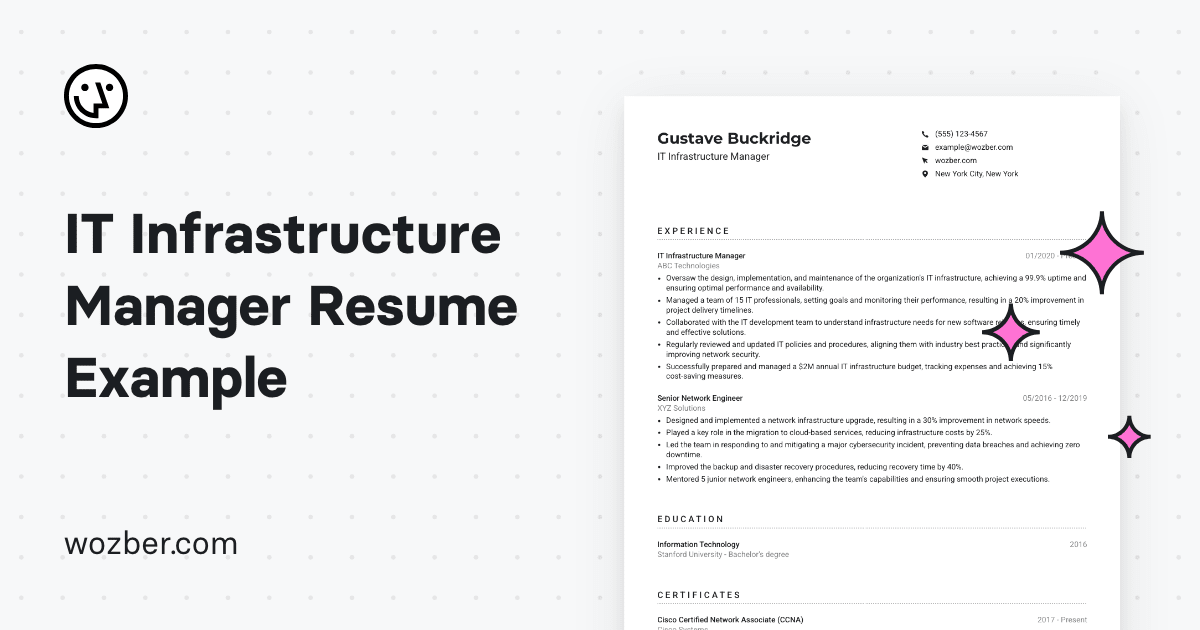 IT Infrastructure Manager Resume Example