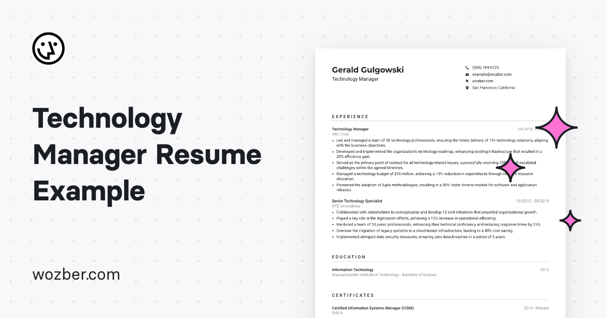 Technology Manager Resume Example Technology Manager Resume Example