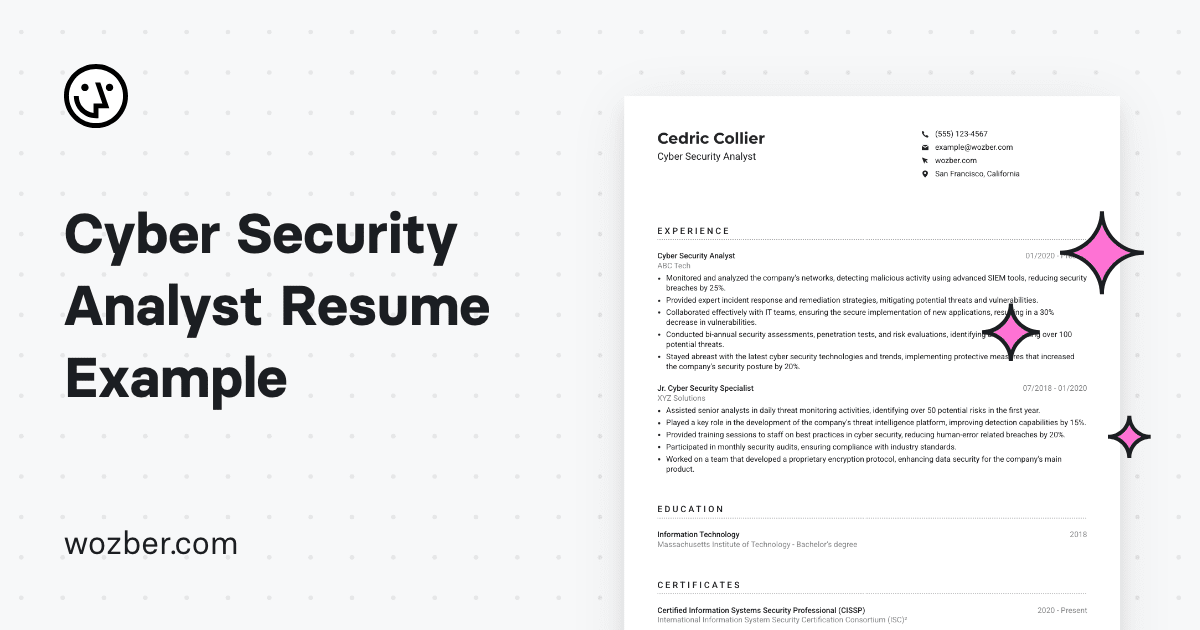Cyber Security Analyst Resume Example