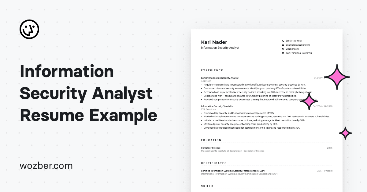 Information Security Analyst Resume Example