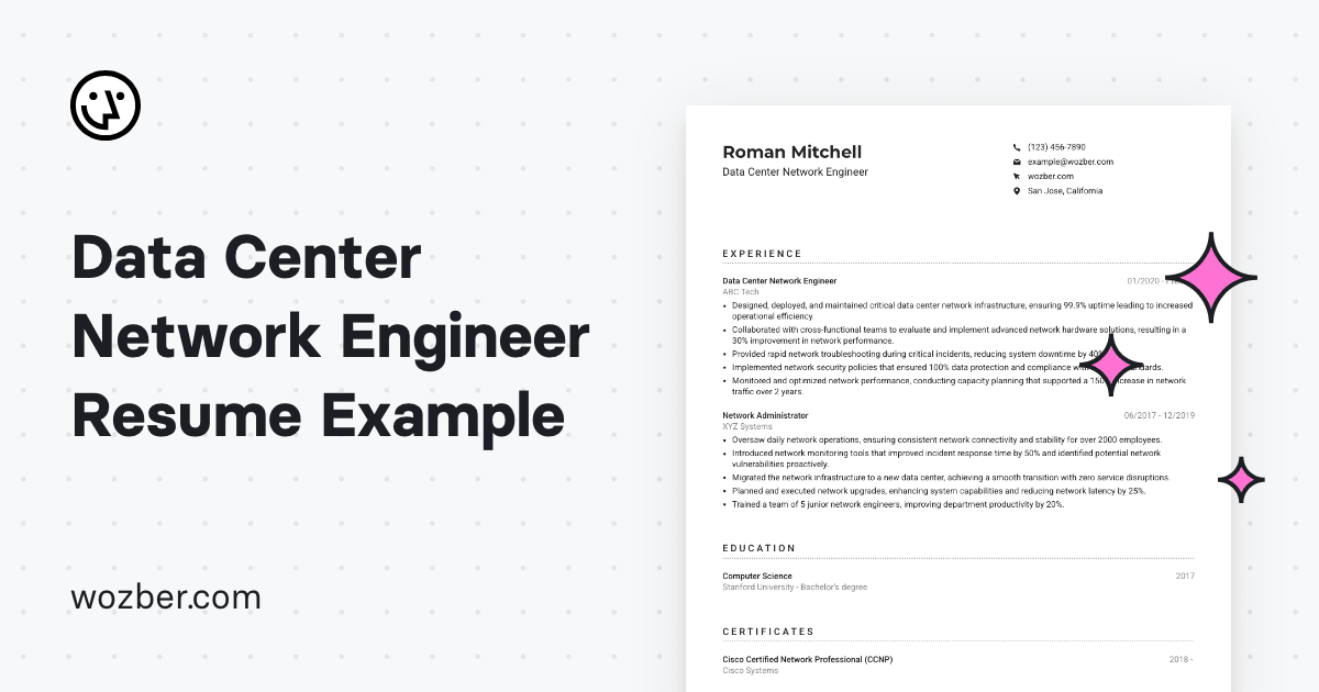 Data Center Network Engineer Resume Example