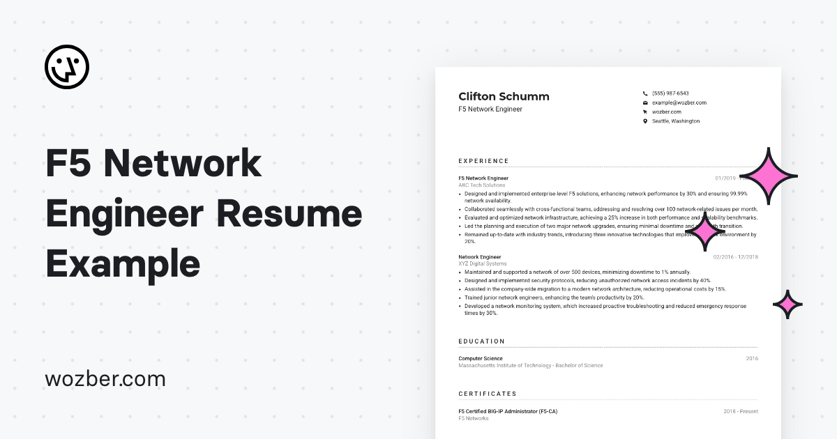 F5 Network Engineer CV Example