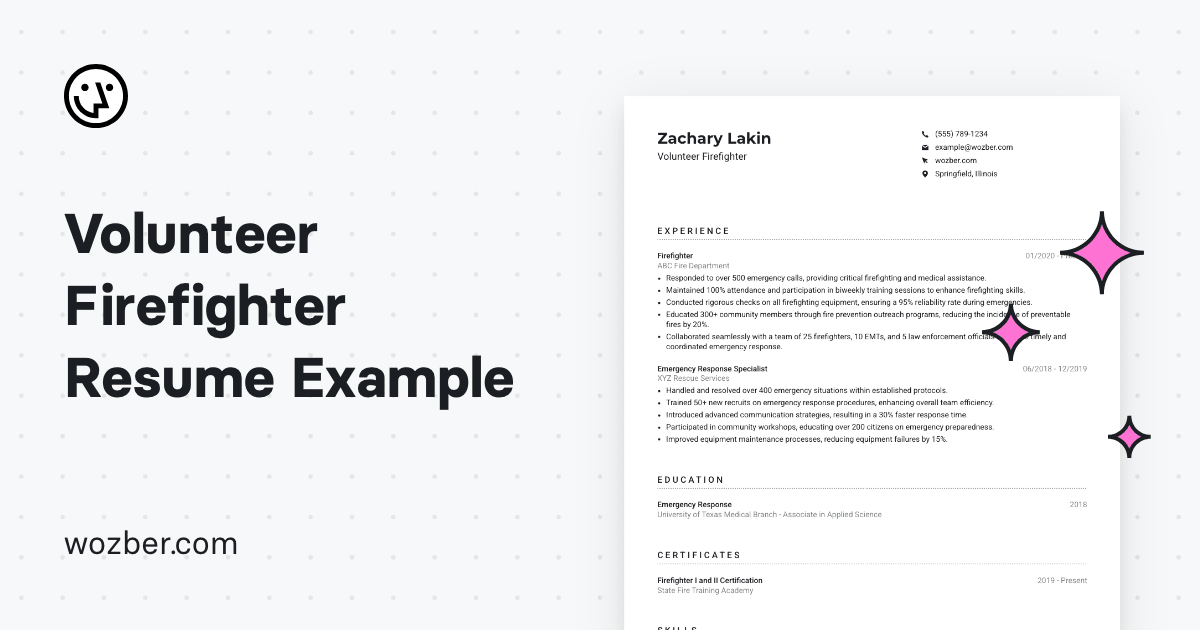 Volunteer Firefighter CV Example