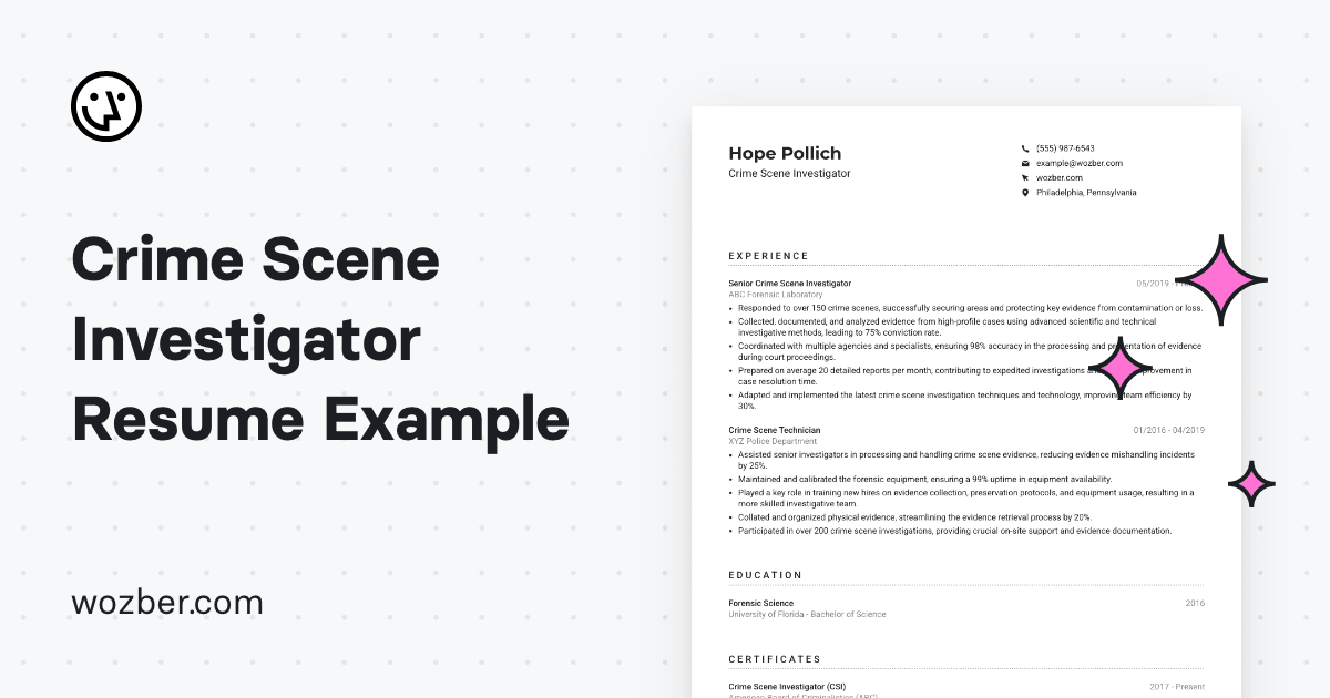Crime Scene Investigator CV Example