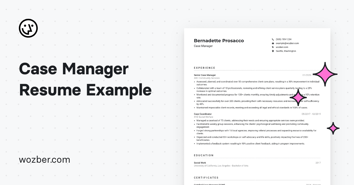 Case Manager Resume Example