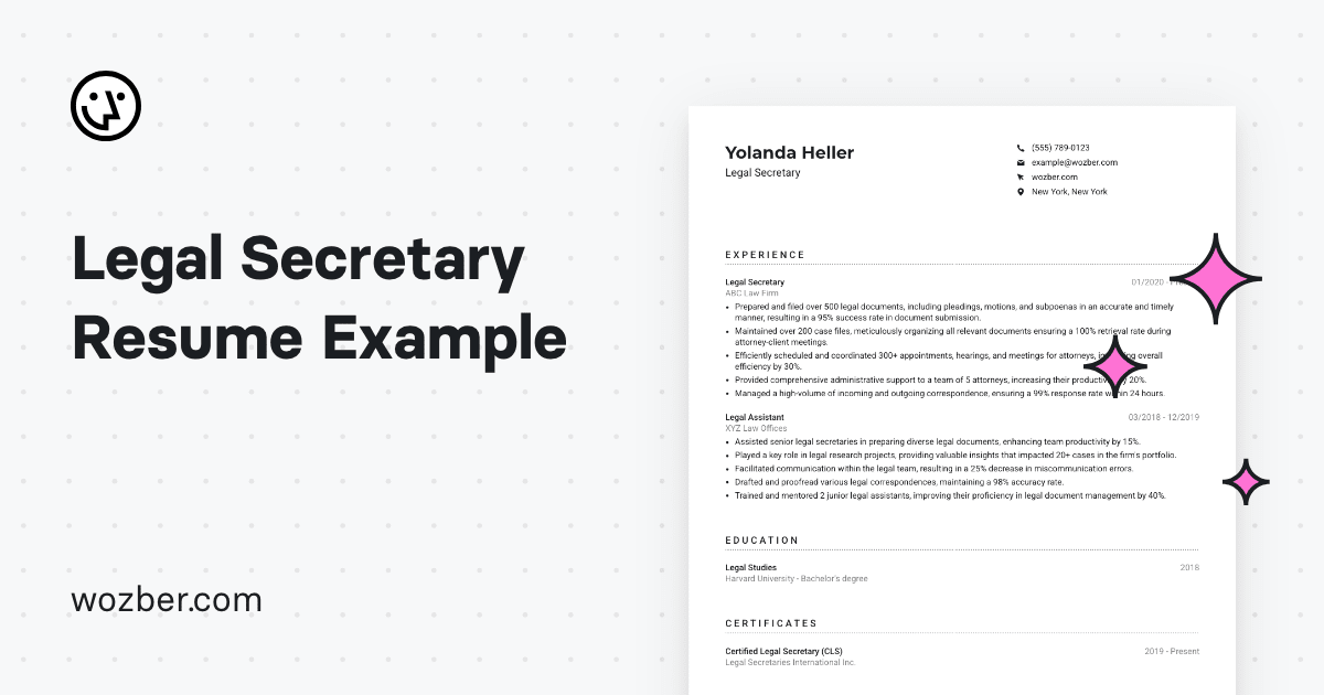 Legal Secretary Resume Example
