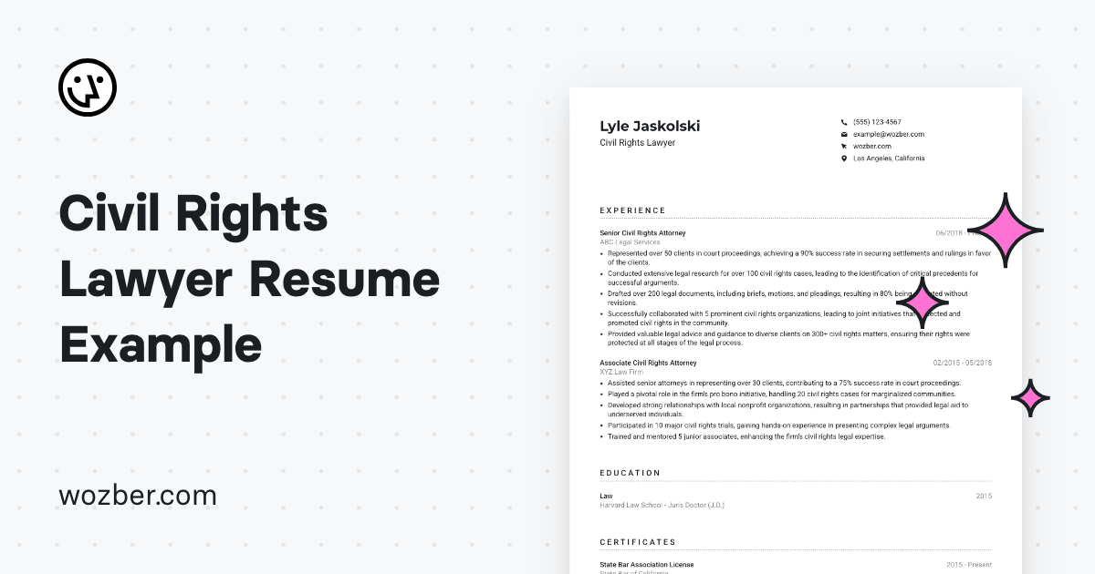 Civil Rights Lawyer Resume Example