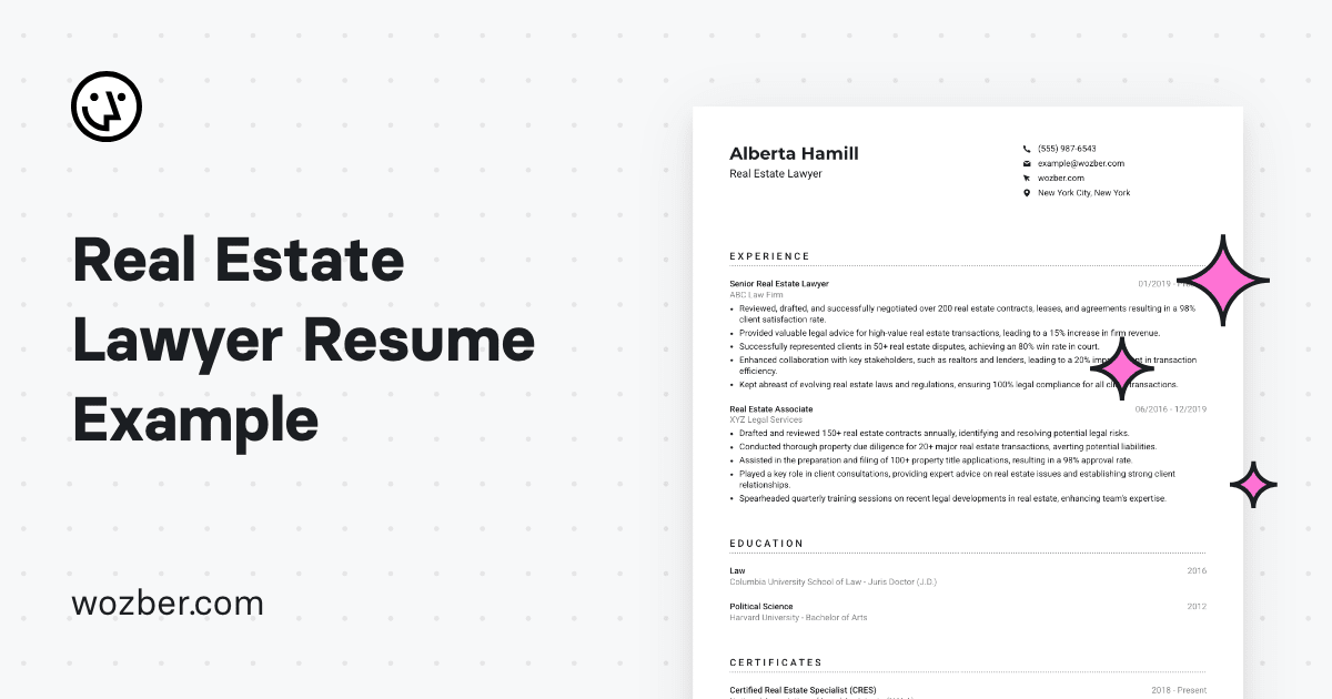 Real Estate Lawyer Resume Example