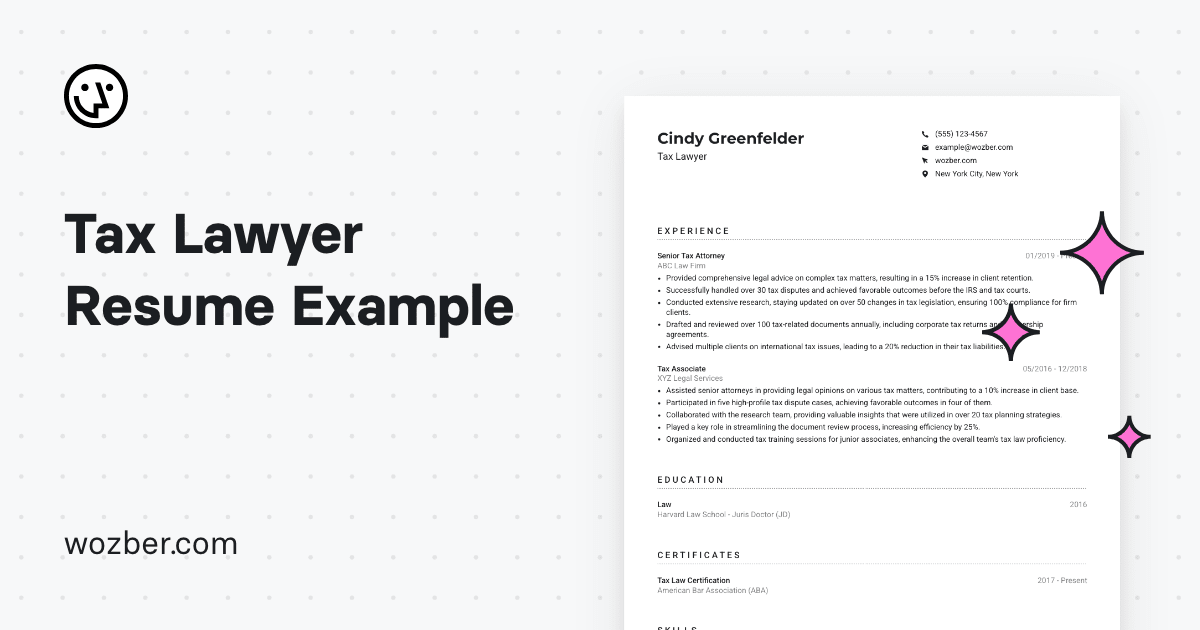 Tax Lawyer Resume Example