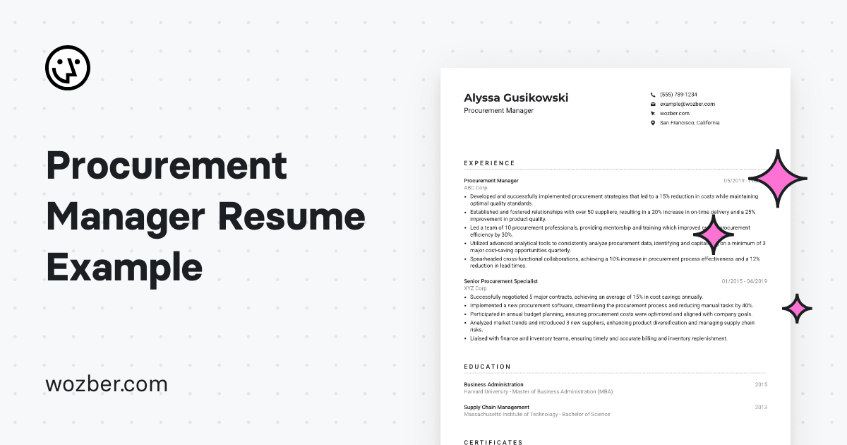Procurement Manager Resume Example