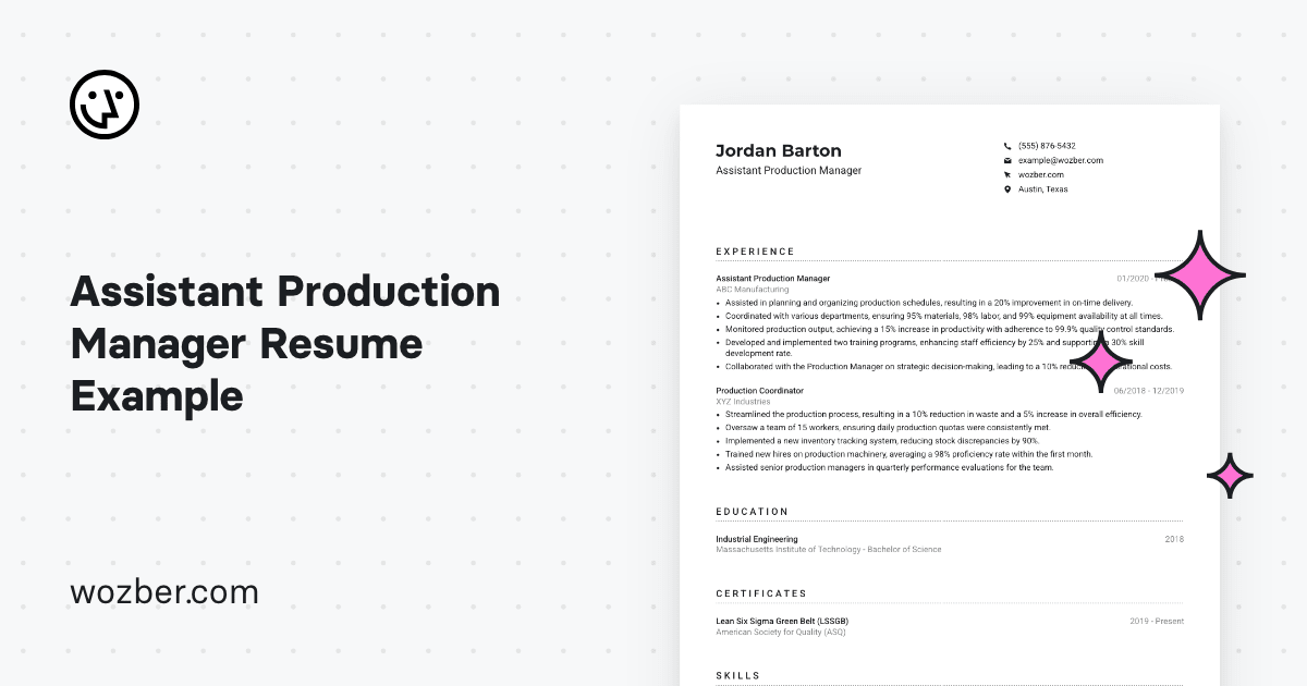 Assistant Production Manager CV Example