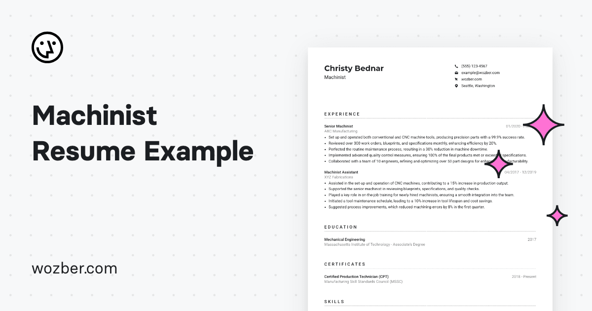 Machinist CV Example