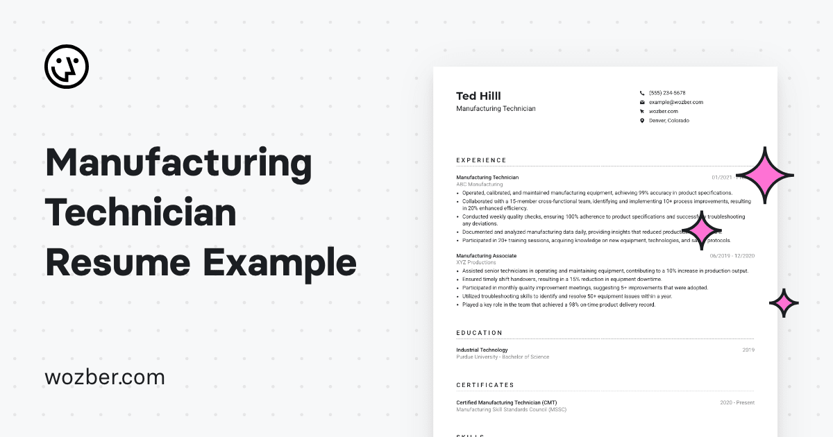Manufacturing Technician CV Example