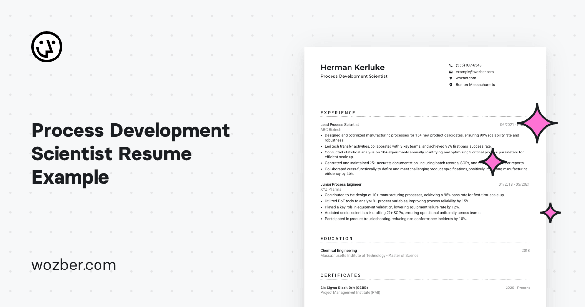 Process Development Scientist CV Example