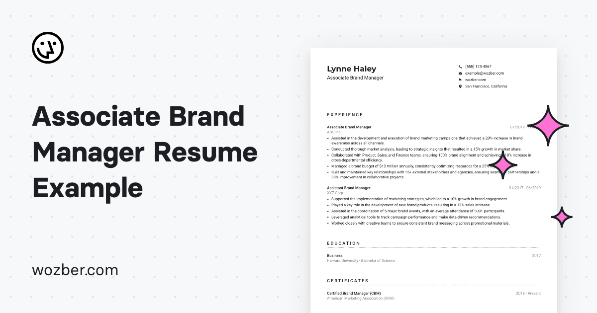 Associate Brand Manager Resume Example