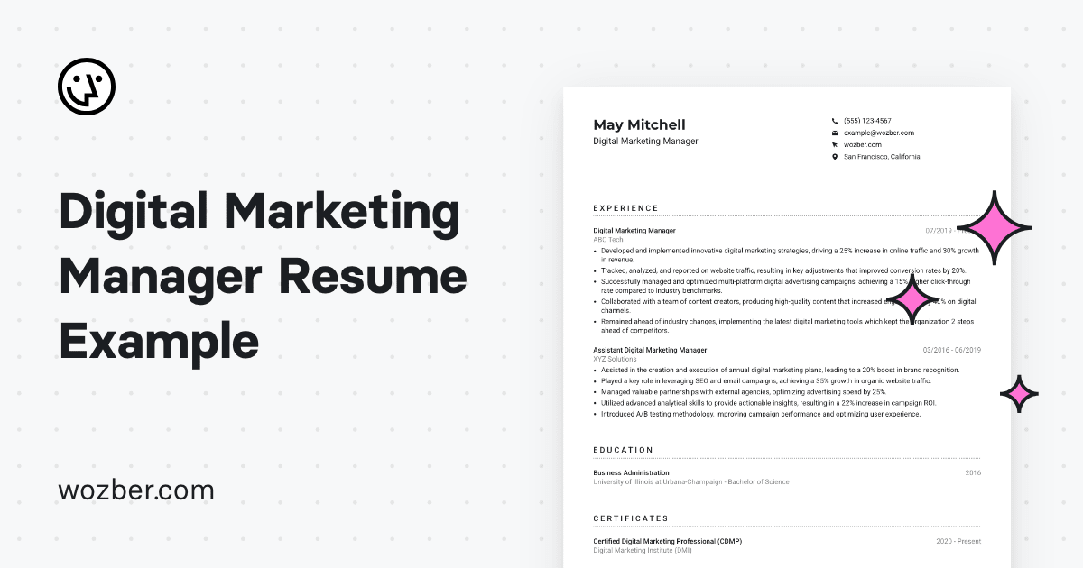 Digital Marketing Manager CV Example
