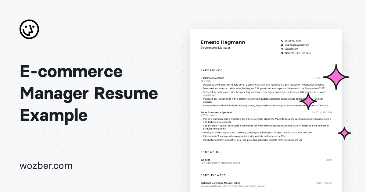 E-commerce Manager Resume Example