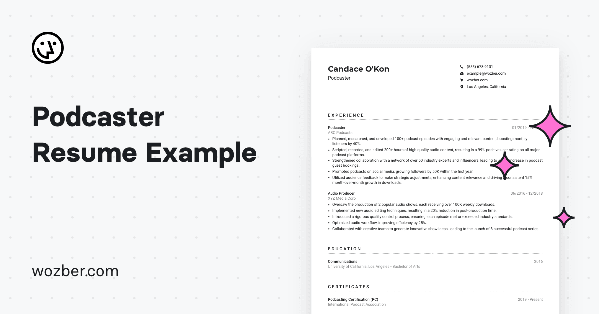 Podcaster Resume Example
