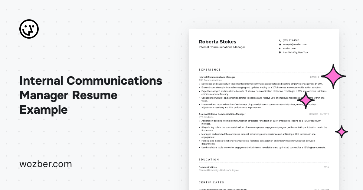 Internal Communications Manager Resume Example
