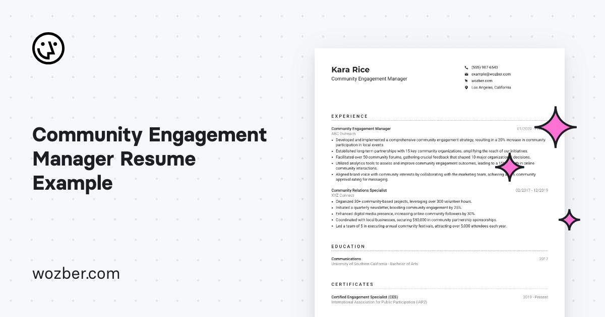 Community Engagement Manager CV Example
