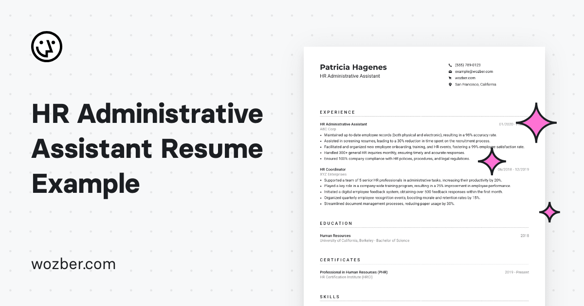HR Administrative Assistant Resume Example