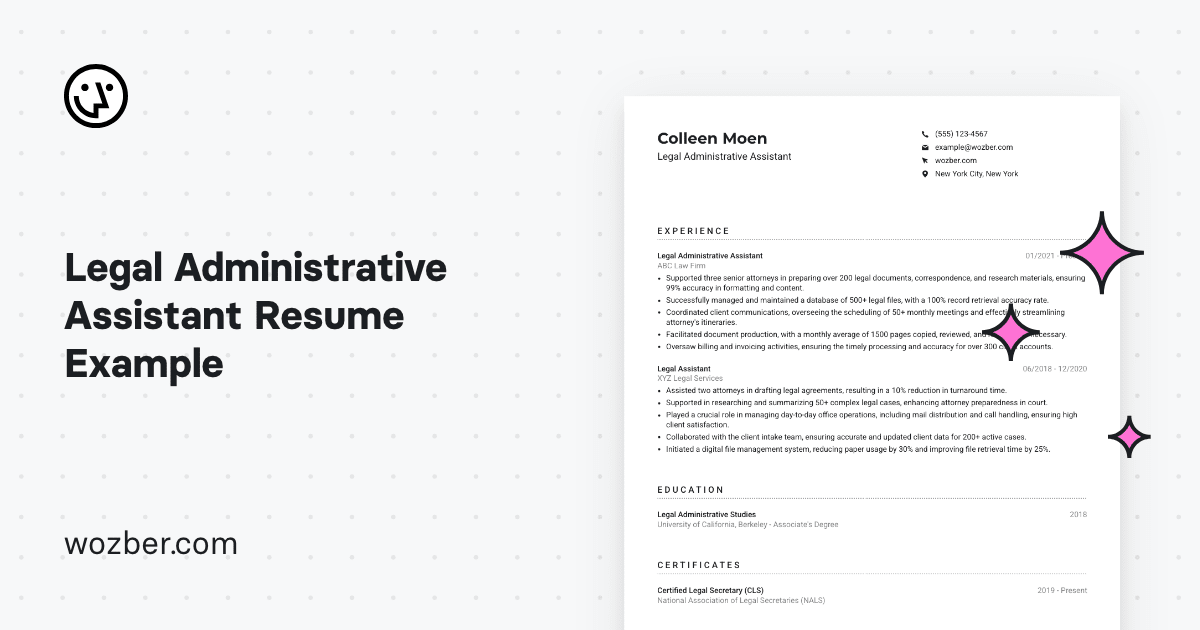 Legal Administrative Assistant Resume Example