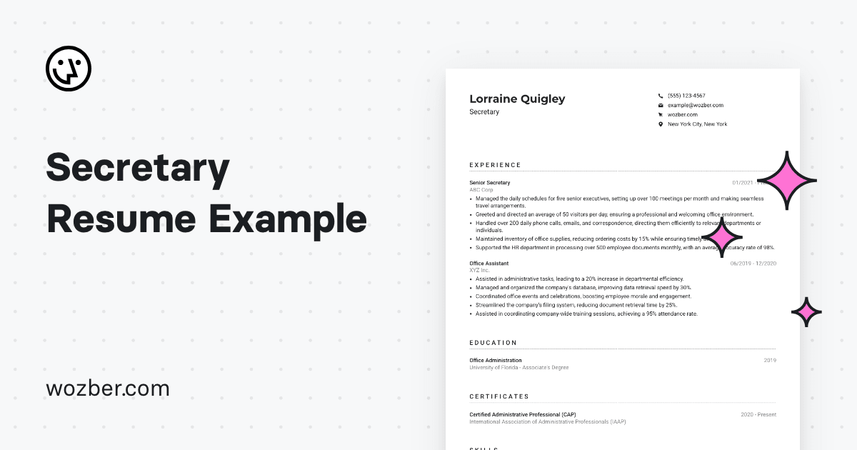 Secretary Resume Example