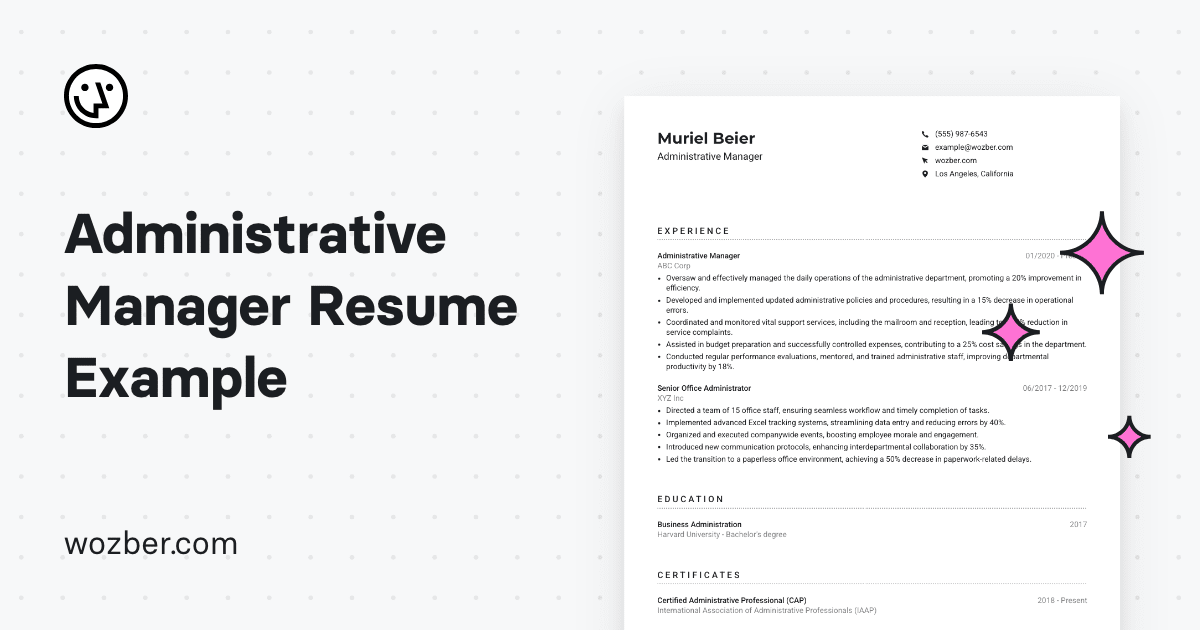 Administrative Manager Resume Example