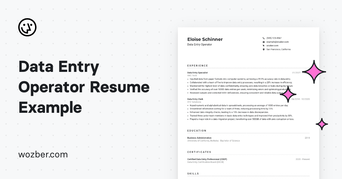 Data Entry Operator Resume Example