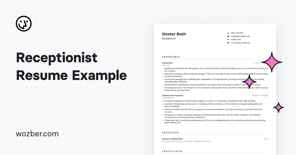 Receptionist Resume Example
