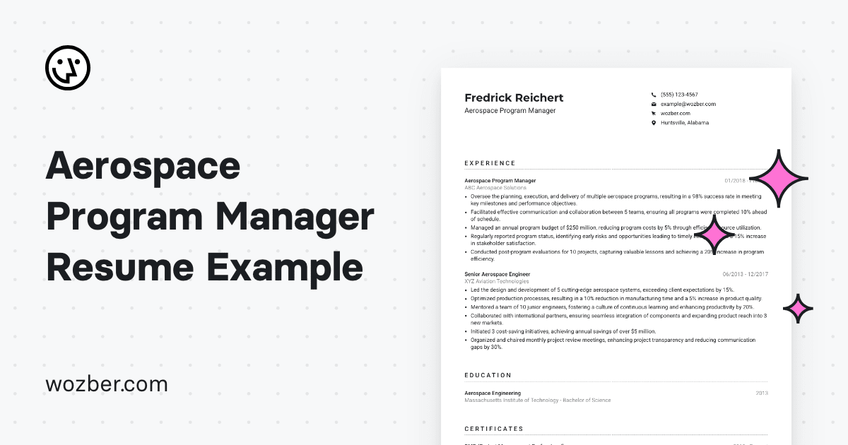 Aerospace Program Manager Resume Example