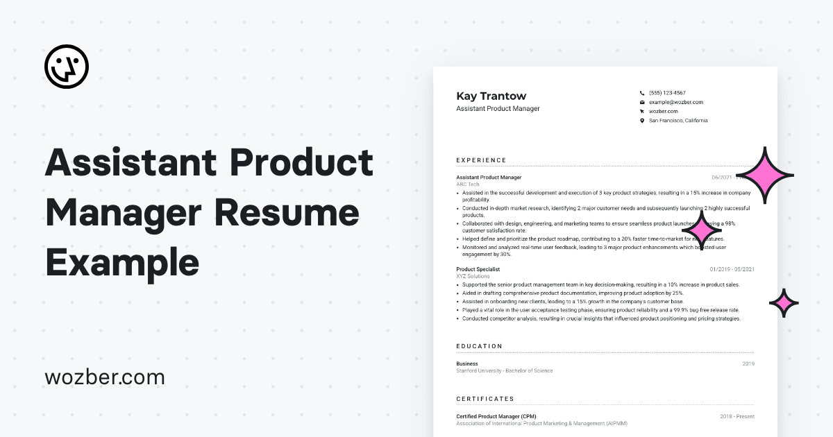 Assistant Product Manager Resume Example