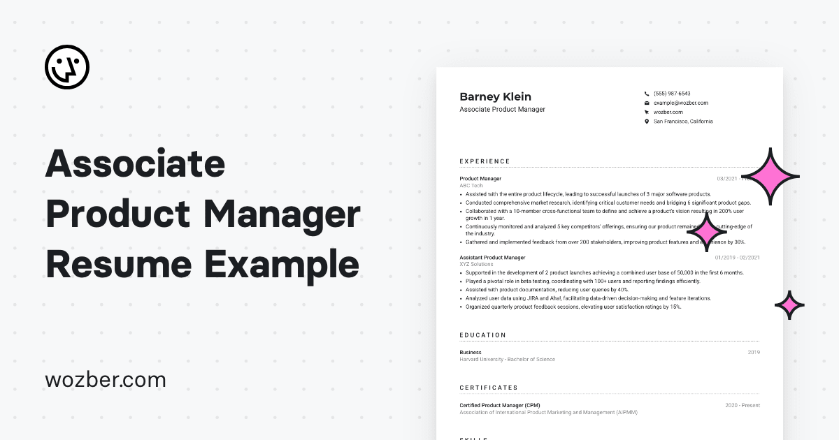 Associate Product Manager Resume Example