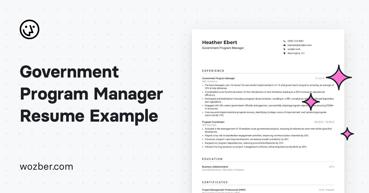 Government Program Manager Resume Example