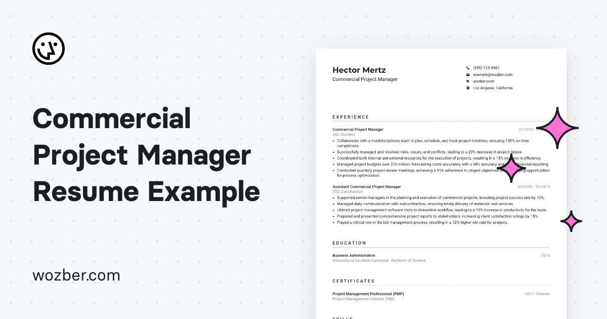 Commercial Project Manager Resume Example