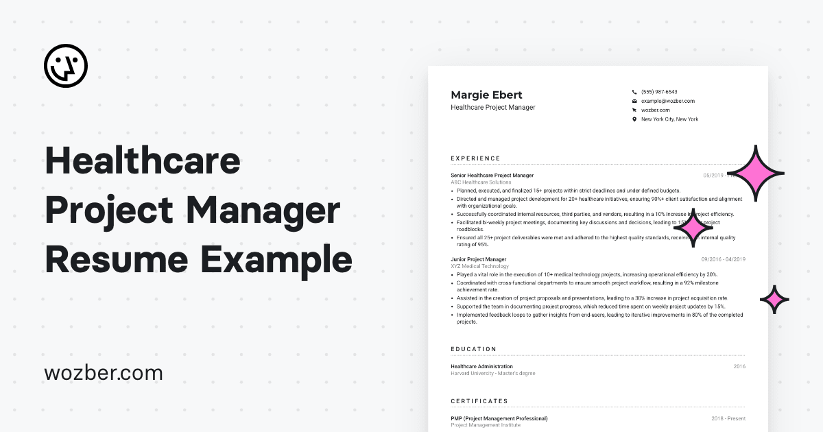Healthcare Project Manager Resume Example