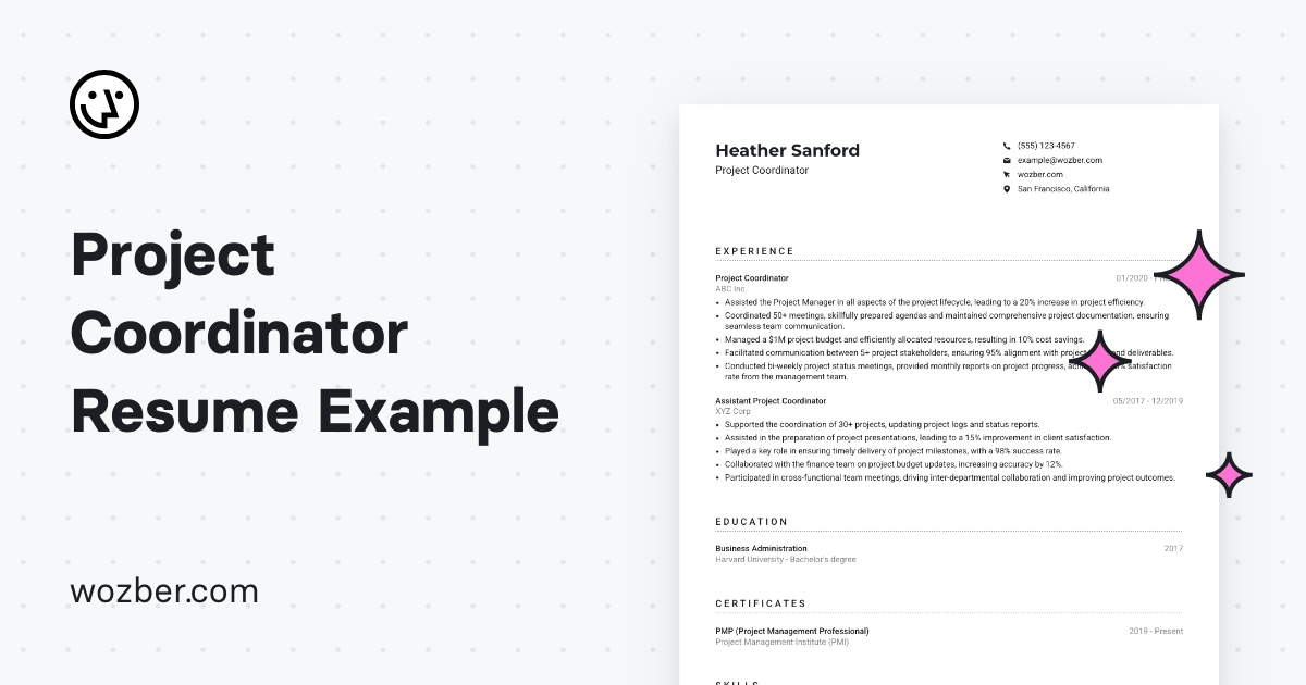 Project Coordinator Resume Example