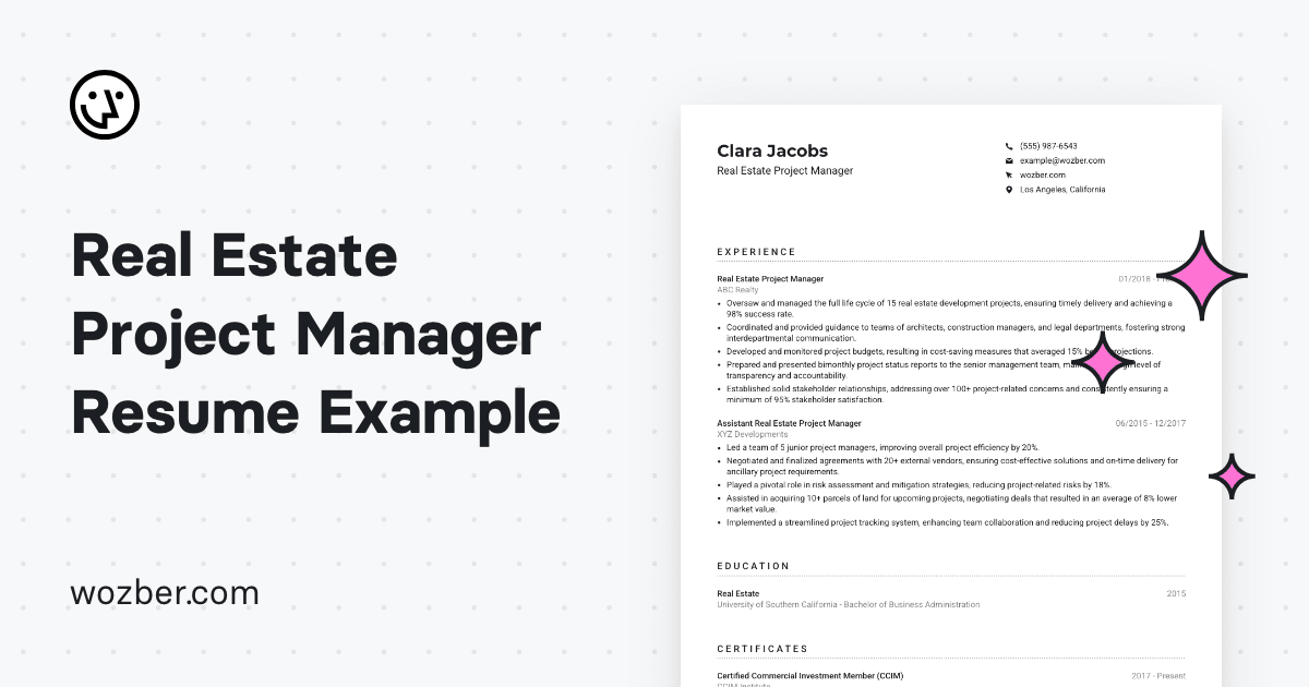 Real Estate Project Manager Resume Example