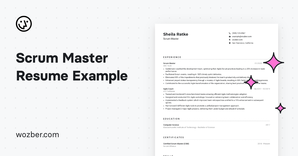 Scrum Master Resume Example