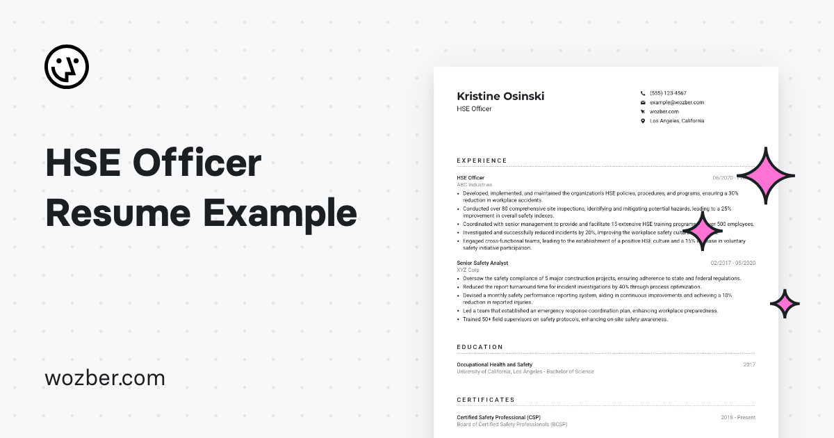 HSE Officer CV Example