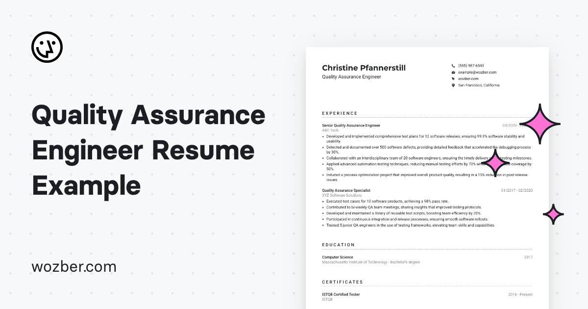 Quality Assurance Engineer Resume Example